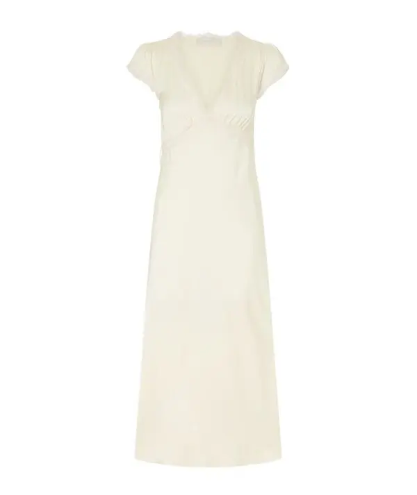 Faithfull The Brand Gala Lace-trimmed Recycled-satin Maxi Dress - Yellow