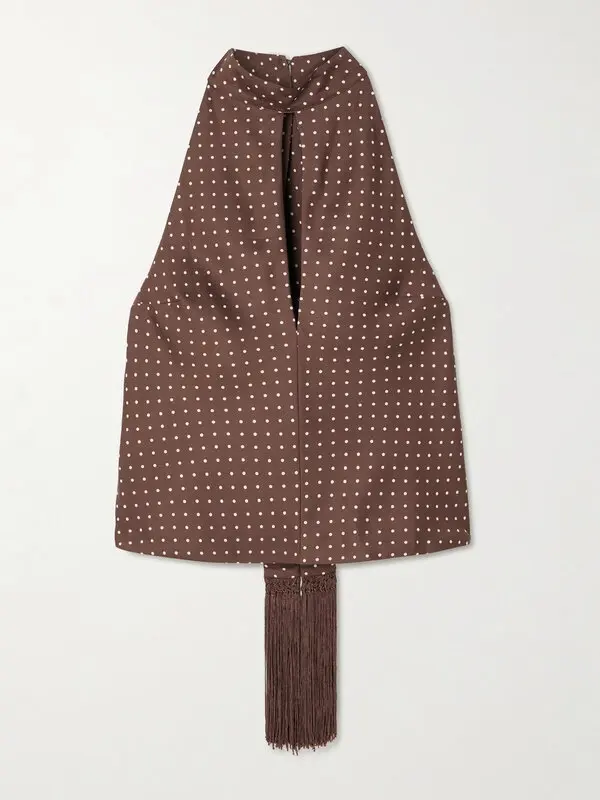 Posse Phoebe Polka-dot Tencel Lyocell Halterneck Top - Brown