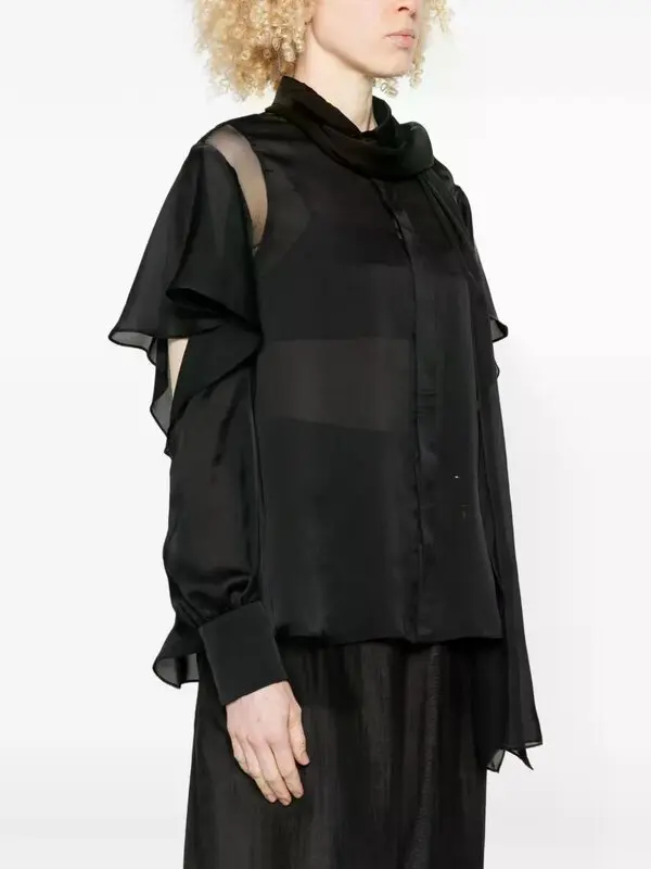 Sacai Pussy-bow Ruffled Shirt