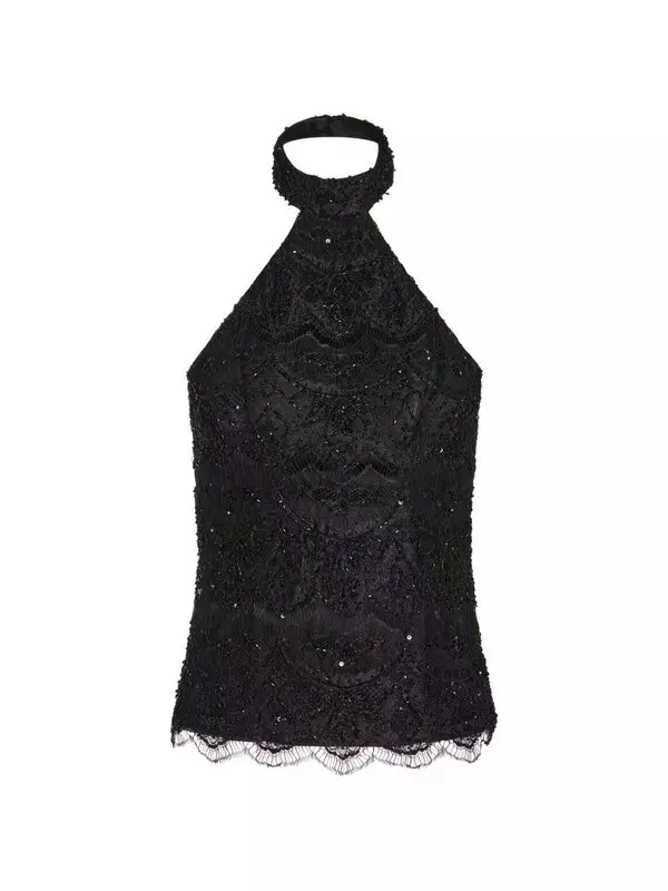 ALEXIA & ANTONIA Embellished Lace Halter Top