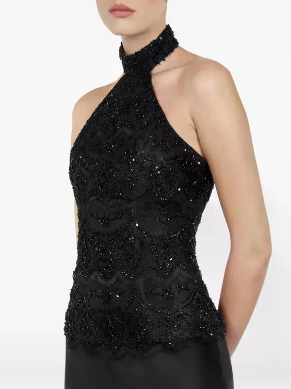 ALEXIA & ANTONIA Embellished Lace Halter Top