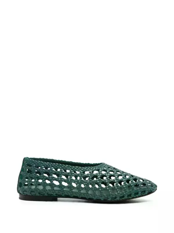 AUGUSTA Ava Woven Leather Flat Pumps - Green
