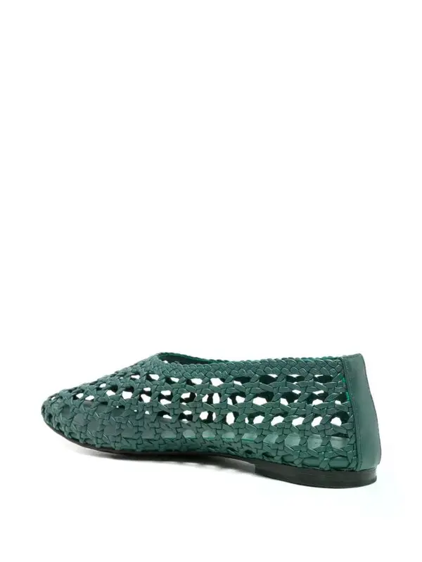 AUGUSTA Ava Woven Leather Flat Pumps - Green