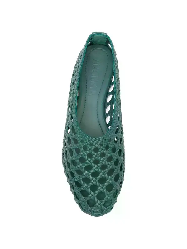 AUGUSTA Ava Woven Leather Flat Pumps - Green
