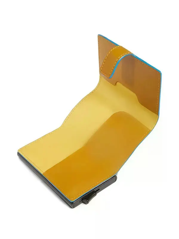 PIQUADRO Leather Pop-up Card Holder - Yellow