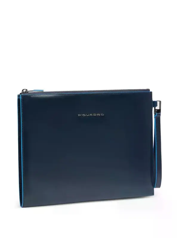 PIQUADRO Leather Clutch With Ipad Compartment - Blue