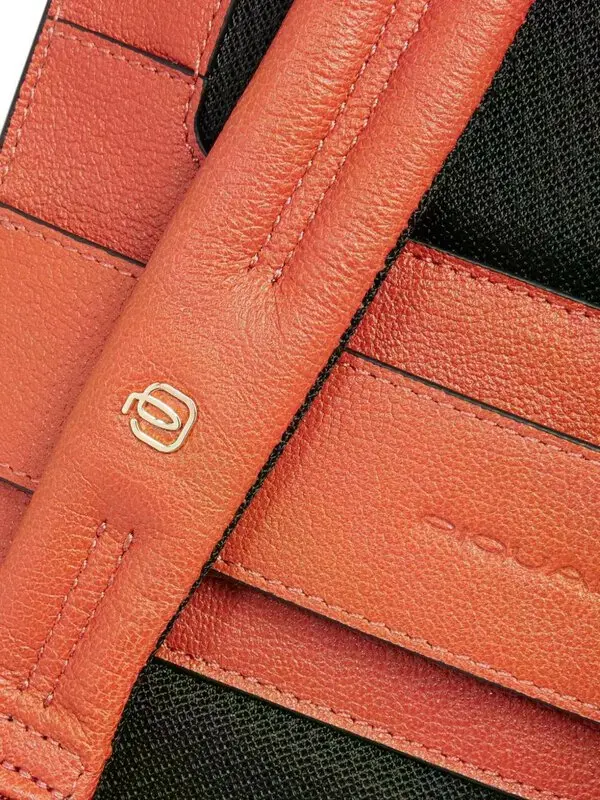 PIQUADRO Leather Zip Backpack - Orange