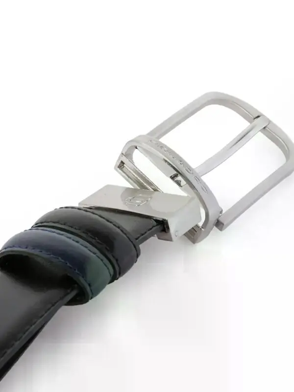 PIQUADRO Leather Belt With Prong Buckle - Blue