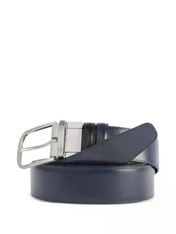 PIQUADRO Leather Belt With Prong Buckle - Blue