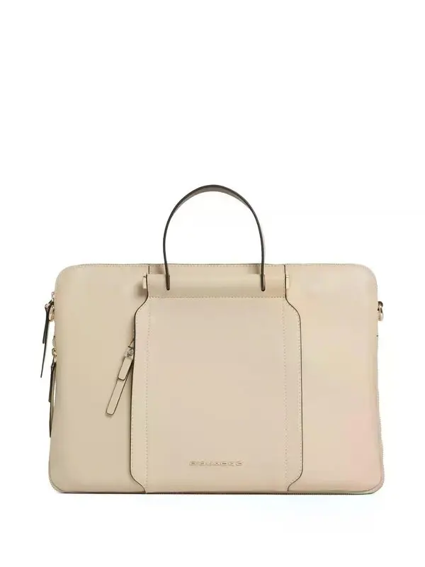 PIQUADRO Expandable Leather Laptop Bag - Neutrals