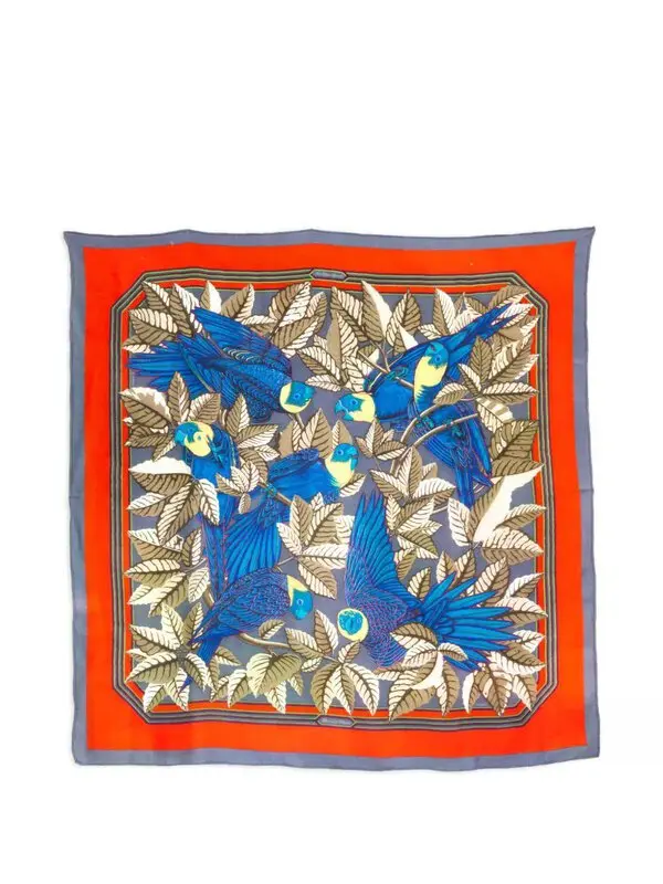 Hermès 1990s Les Perroquets Cashmere Scarf - Grey