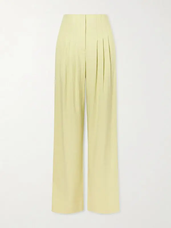 Veronica Beard Hoyt Linen-blend Twill Wide-leg Pants - Green