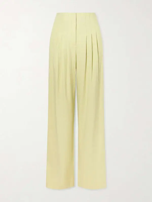 Veronica Beard Hoyt Linen-blend Twill Wide-leg Pants - Light Green