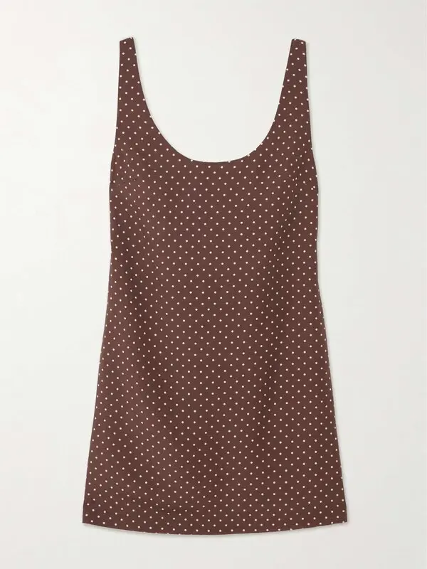 Posse Evie Polka-dot Tencel™ Lyocell Mini Dress - Brown