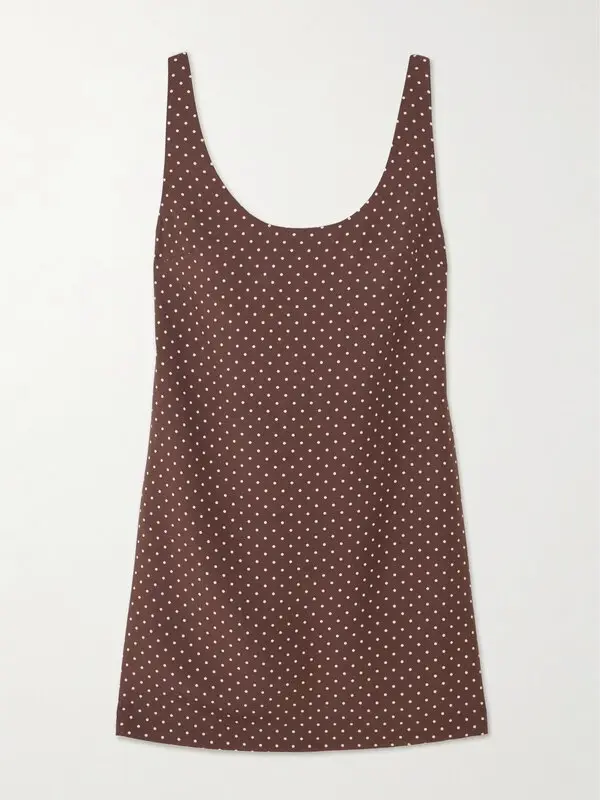Posse Evie Polka-dot Tencel™ Lyocell Mini Dress - Brown