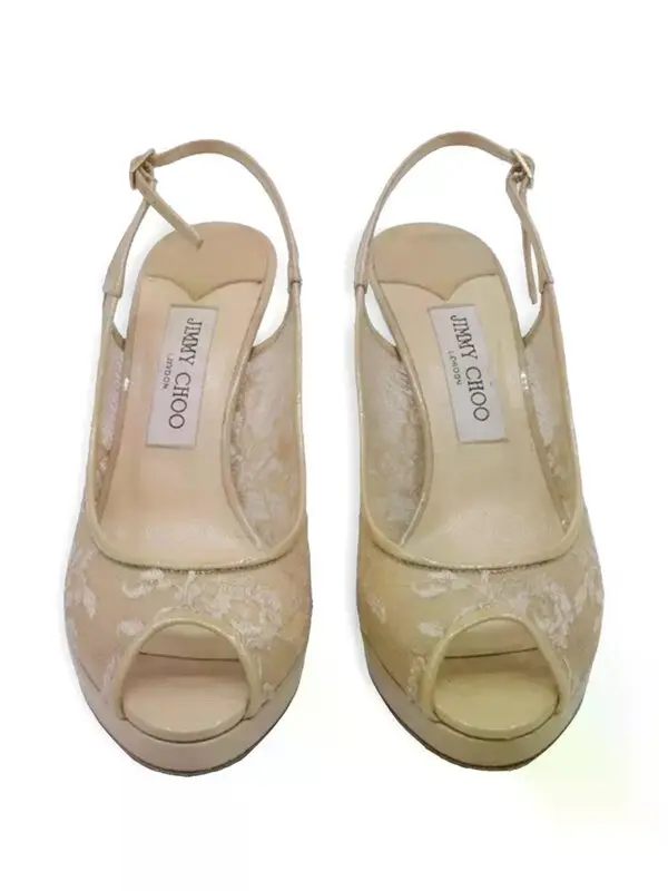 JIMMY CHOO Leather Lace Slingback Pumps