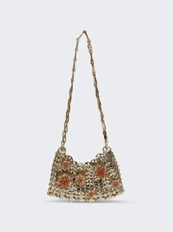 Rabanne 1969 Nano Bag With Crystal Flowers - Gold