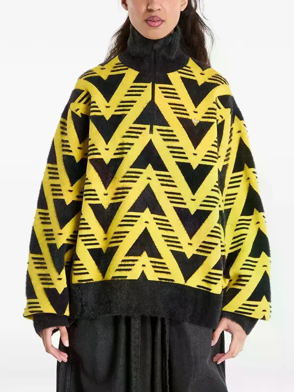 Adidas Knitted Geometric Half-zip Sweater