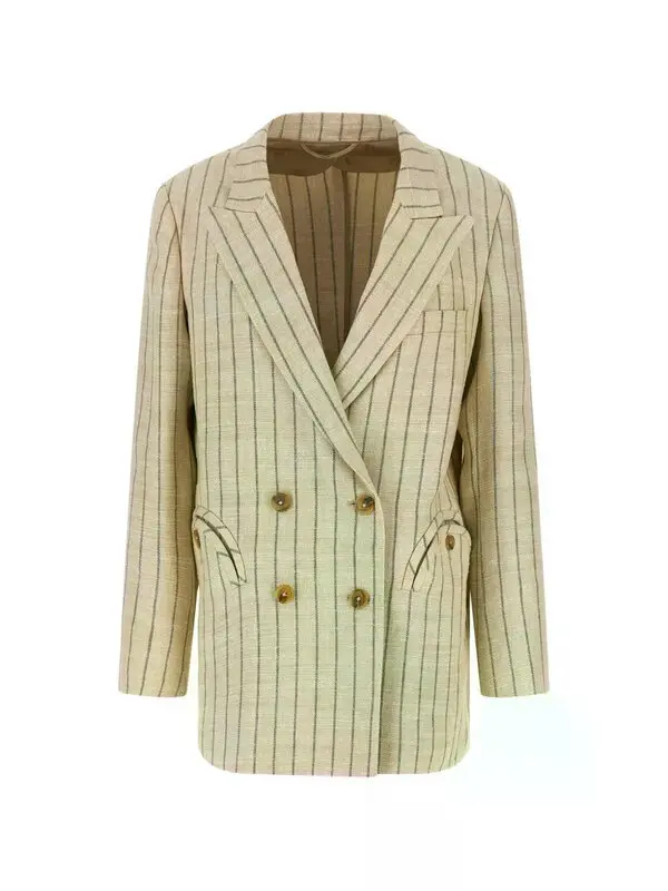 BLAZÉ MILANO Striped Double-breasted Blazer - Neutrals