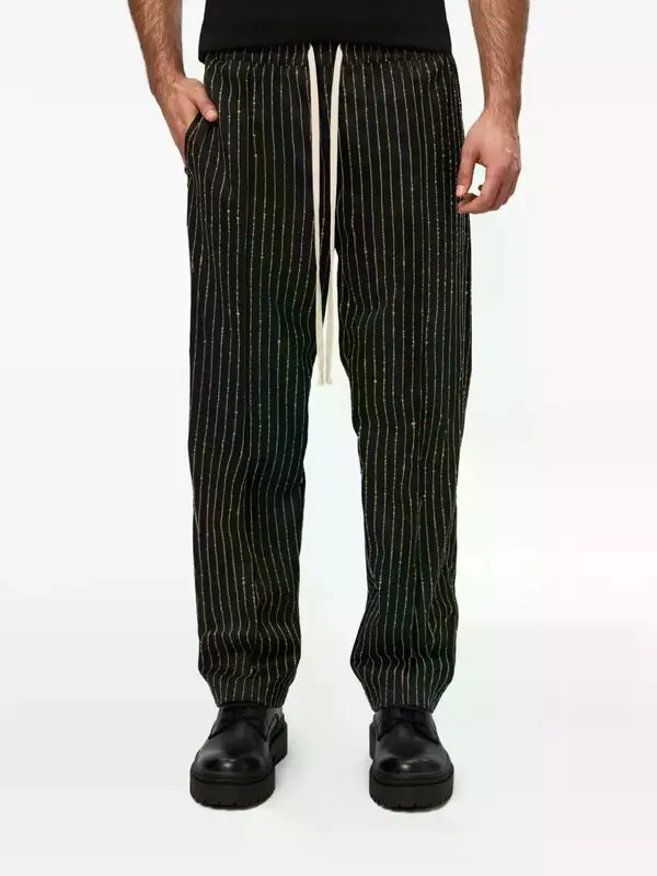HAMZA Striped Trousers - Black