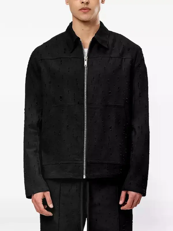 HAMZA Distressed Zip-up Overshirt