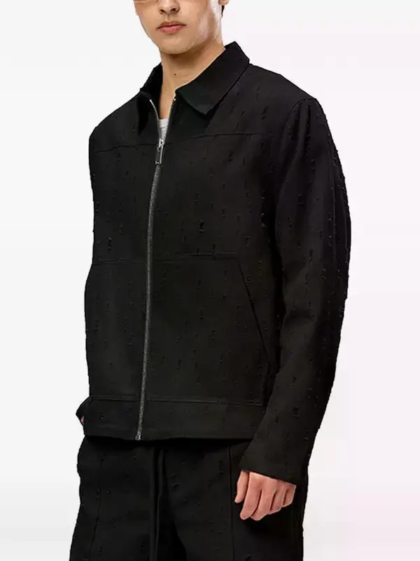 HAMZA Distressed Zip-up Overshirt