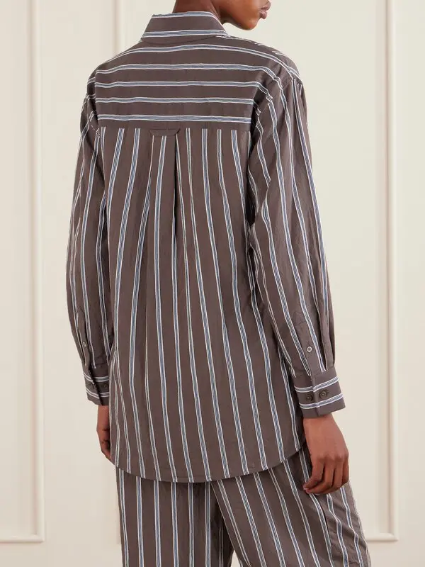 Veronica Beard Lloyd Striped Woven Shirt - Brown