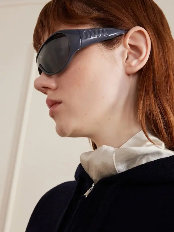 Miu Miu Rounded-frame Acetate Sunglasses - Black