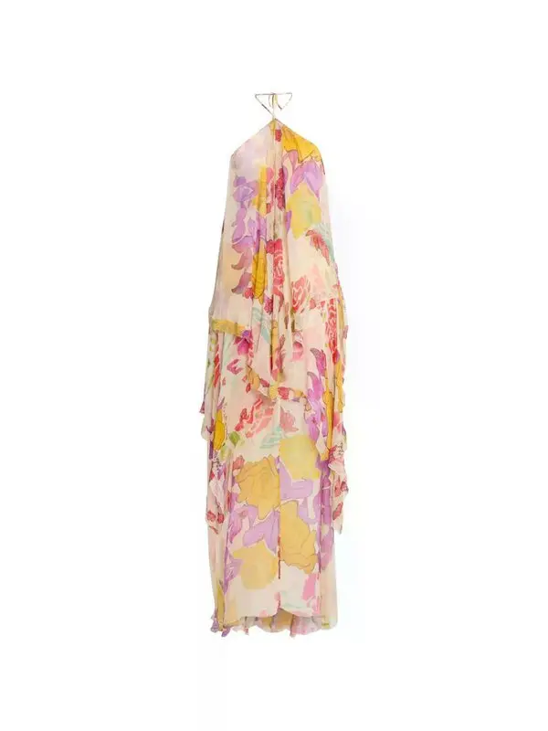 DONDE ESTEBAN Flores Halter-neck Maxi Dress - Neutrals