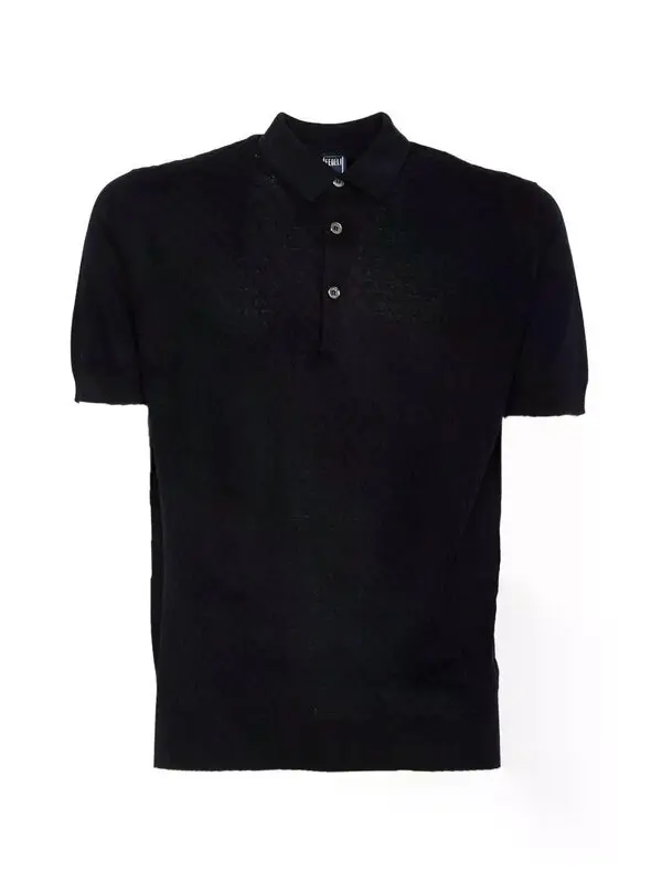 Fedeli Gabriel Giza Buttoned Classic Collar Polo Shirt - Blue