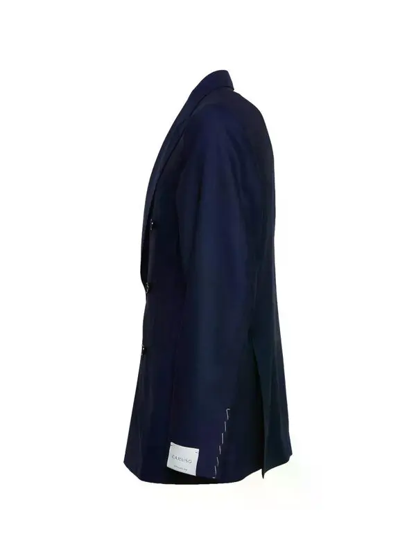 Caruso Double-breasted Patch-pocket Blazer - Blue