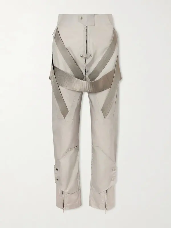Rick Owens Megastrapped Motopants Belted Shell Straight-leg Trousers - Gray