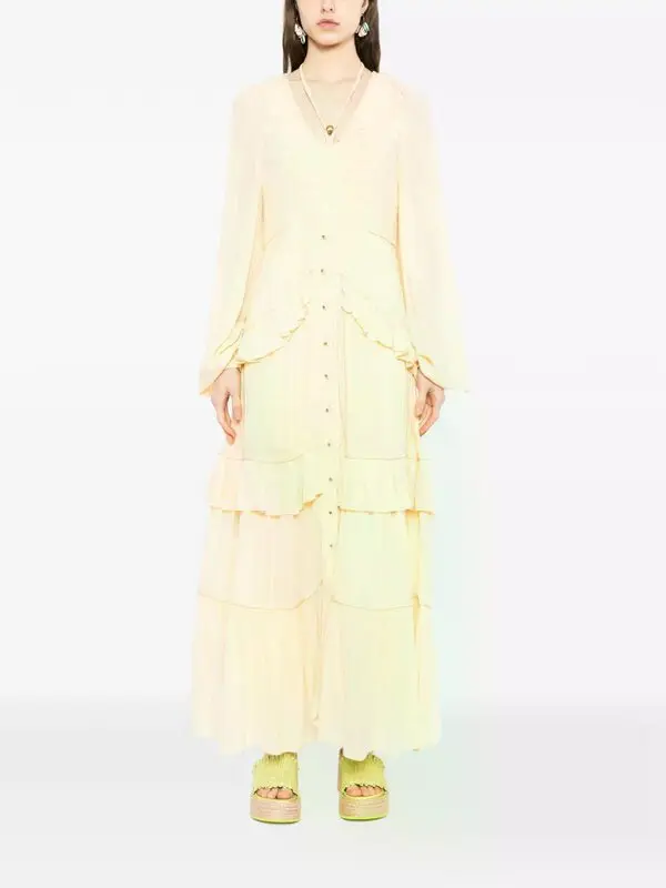 Farm Rio Ruffled V-neck Maxi Dress