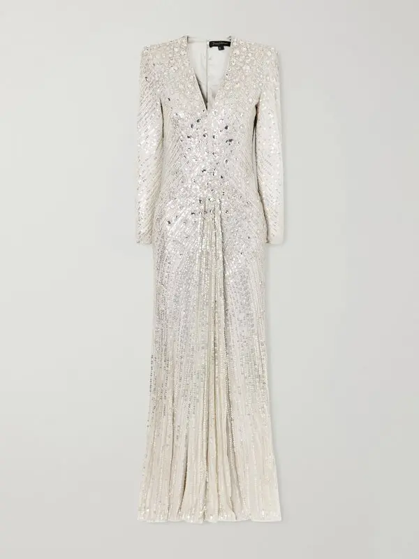 Jenny Packham Eve Sequined Tulle Gown - Silver