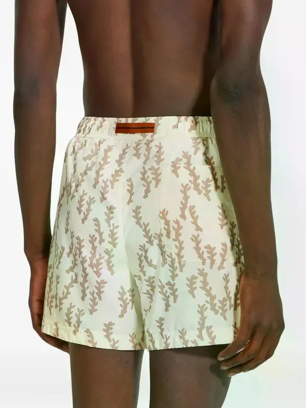 Zegna Leaf-print Swim Shorts - Neutrals