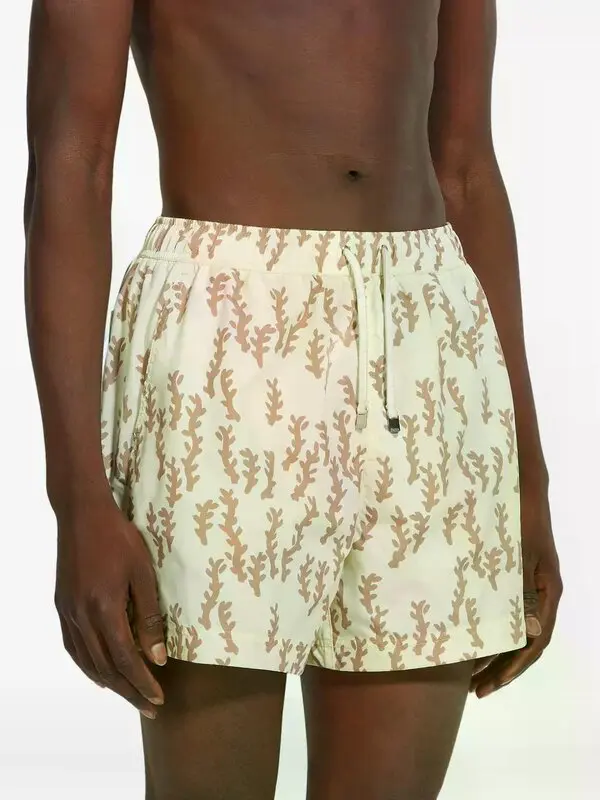Zegna Leaf-print Swim Shorts - Neutrals