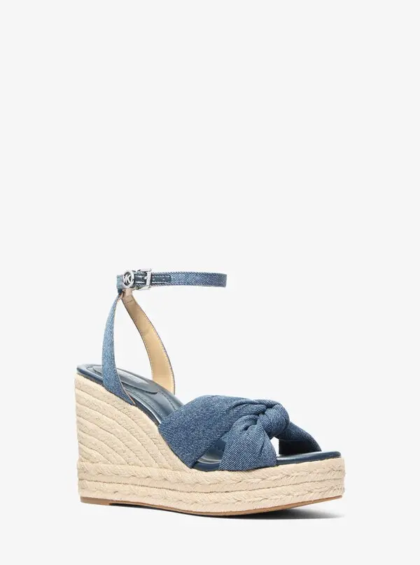 Michael Kors Elena Denim Wedge Sandal - Blue