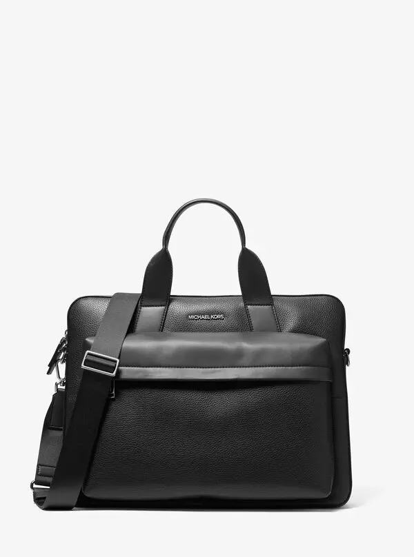 Michael Kors Pacey Medium Pebbled Leather Pocket Briefcase - Black