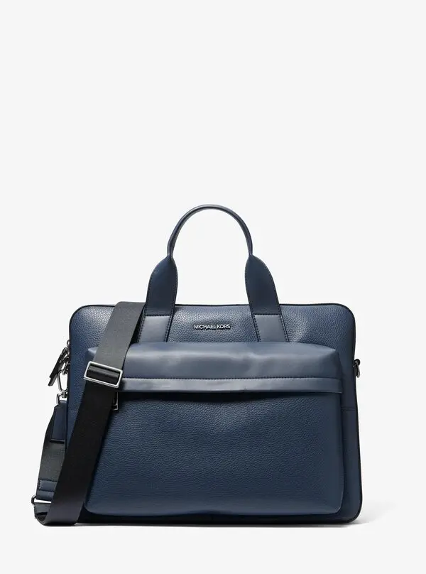 Michael Kors Pacey Medium Pebbled Leather Pocket Briefcase - Blue