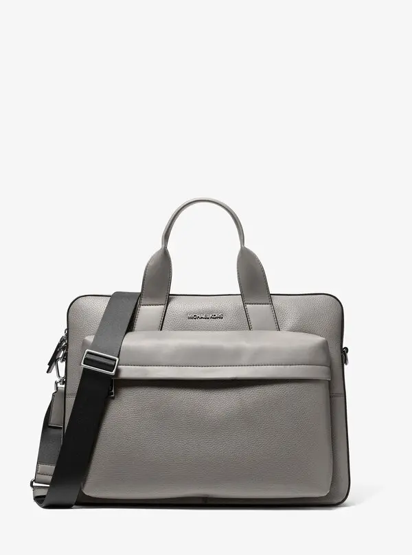 Michael Kors Pacey Medium Pebbled Leather Pocket Briefcase - Grey