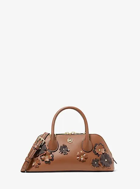 Michael Kors Petra Small Signature Logo Floral Embellished Crossbody Bag - Brown