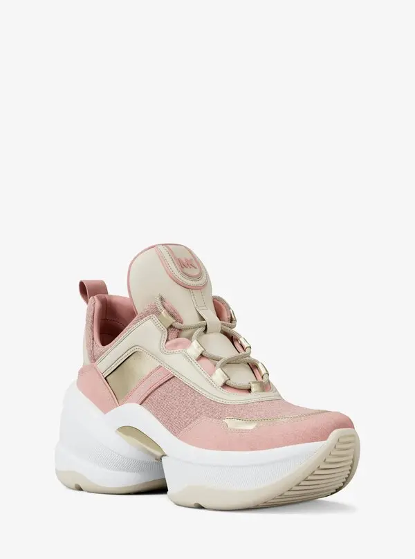 Olympia Mesh Olympia Nylon And Metallic Leather Trainer Micheal Kors Shoes Unboxing| Denim Logo Jacquard OLYMPIA TRAINER EXTREME