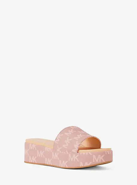 Michael Kors Sadler Logo Jacquard Platform Slide Sandal - Pink