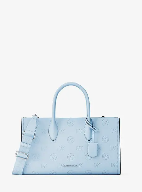 Michael Kors Mirella Medium Logo Debossed Satchel - Blue