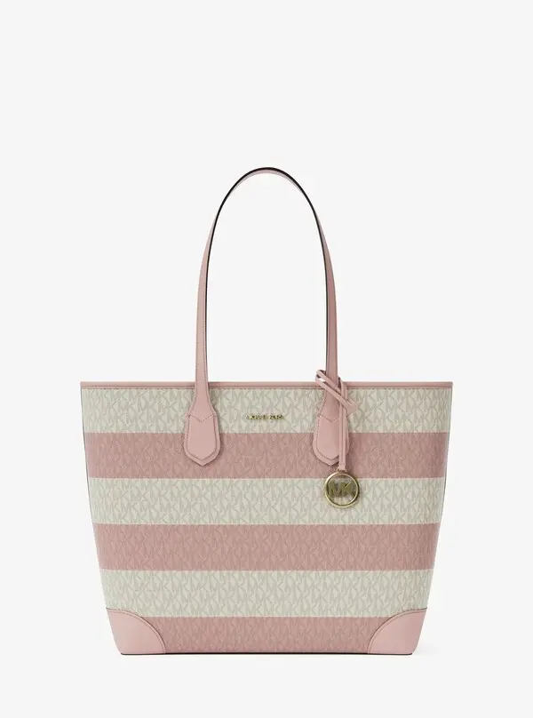 Michael Kors Eva Large Striped Signature Logo Tote Bag - Pink