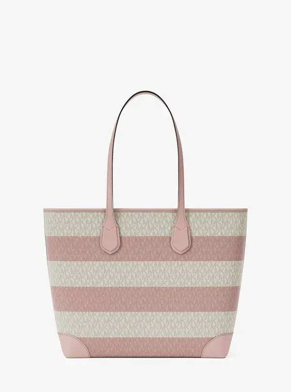 Michael Kors Eva Large Striped Signature Logo Tote Bag - Pink