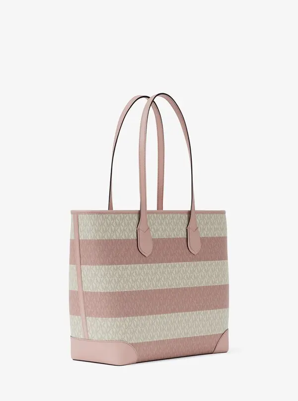 Michael Kors Eva Large Striped Signature Logo Tote Bag - Pink