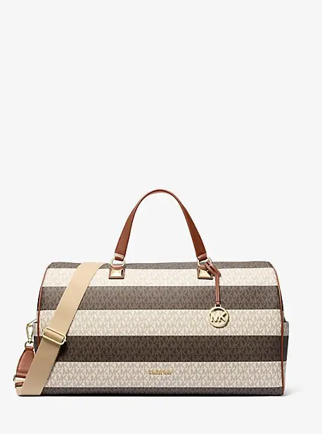 Michael Kors Grayson Extra-large Striped Signature Logo Weekender Bag - Natural