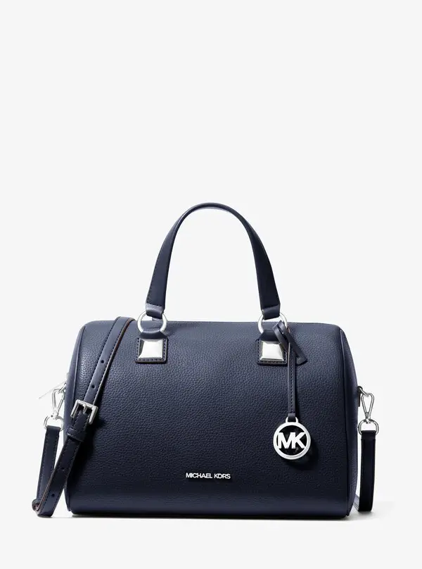 Michael Kors Grayson Medium Pebbled Leather Duffel Crossbody Bag - Blue