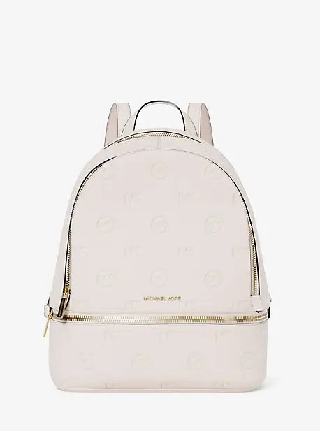 Michael Kors Rhea Medium Logo De-bossed Backpack - Natural